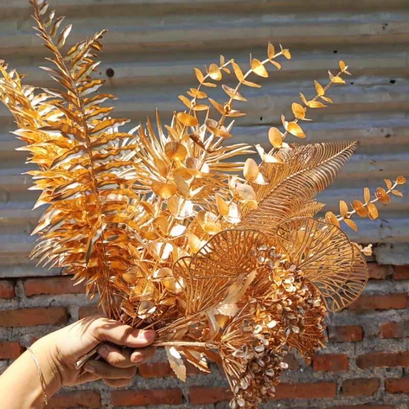 Jual Ready Stok Termurah daun emas daun hias daun ginco emas bunga daun ...
