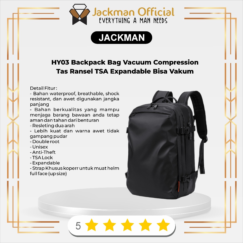 Jual JACKMAN HY03 Backpack Bag Vacuum Compression Tas Ransel TSA ...