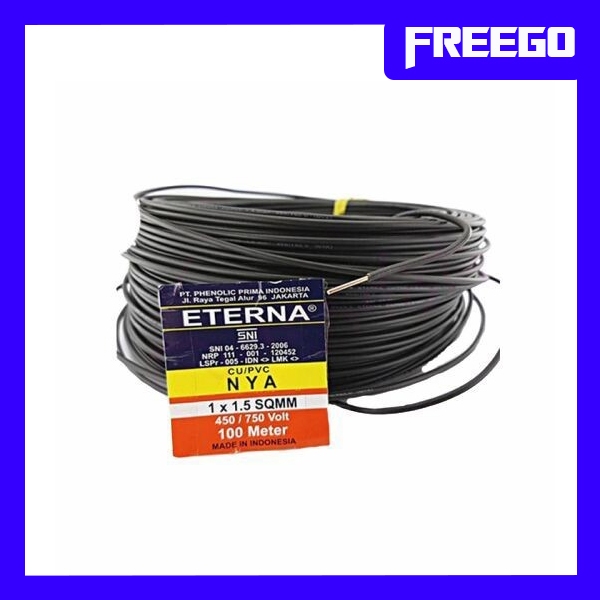 Jual eterna kabel listrik kawat tunggal NYA 1x1.5 mm 100 meter hitam | Shopee Indonesia