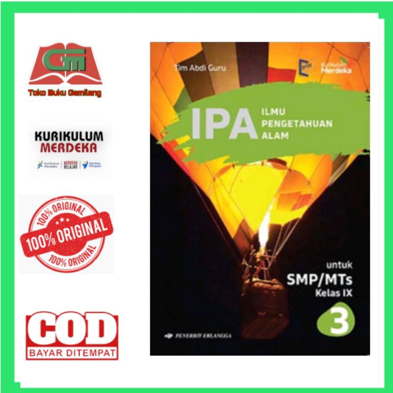 Jual BUKU ILMU PENGETAHUAN ALAM (IPA) UNTUK SMP /MTS KELAS 9 KURIKULUM MERDEKA PENERBIT ERLANGGA ...