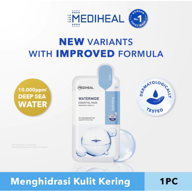 Jual MEDIHEAL Watermide Essential Mask, Variant - WEM 1 sheet (24 ml ...