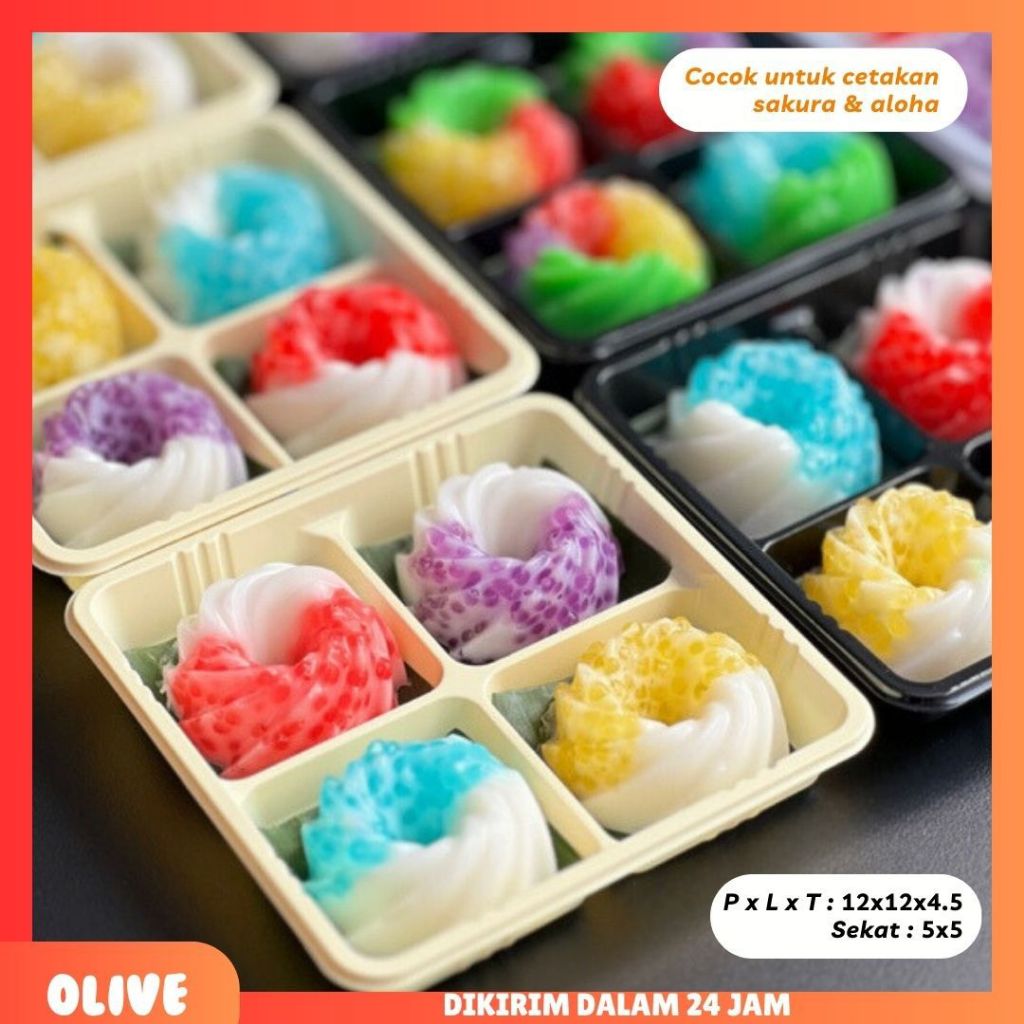 Jual (Isi 5pcs) Mika Puding Mini Sekat 4 / Mika Tray Mochi, Cetakan ...
