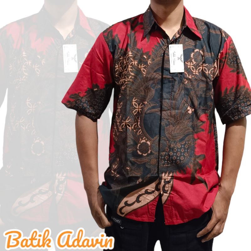 Jual BATIK ADAVIN | Batik Pria Lengan Pendek Mataram Warna Merah Maron ...