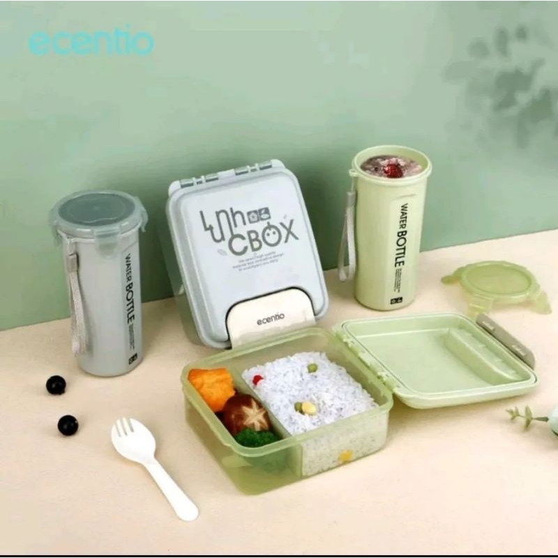 Jual LUNCH BOX / TEMPAT MAKAN SET+BOTOL / KOTAK BEKAL+BOTOL MINUM ...