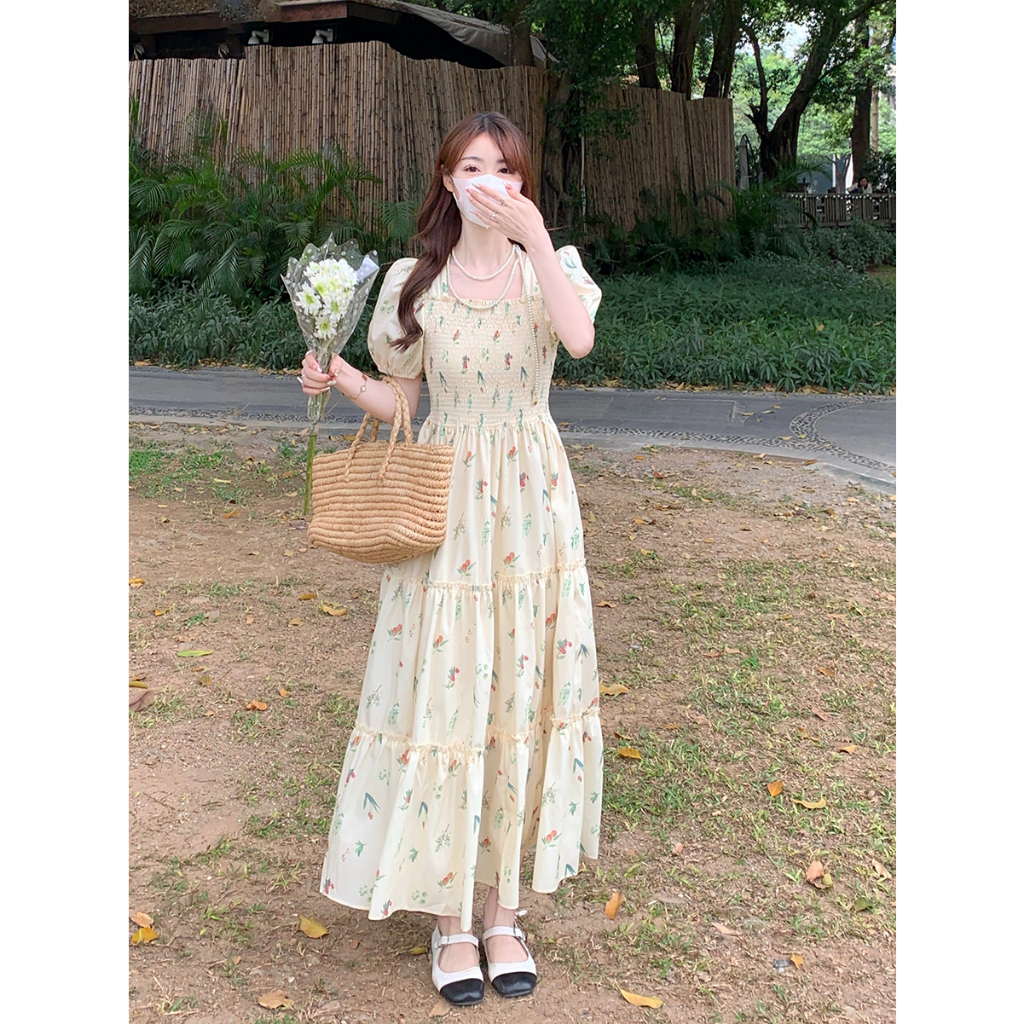 Jual dress bunga bunga dress ruflle bunga chic dress pantai dress ...