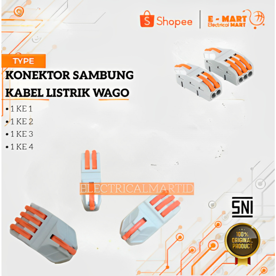 Jual Konektor Kabel WAGO 1 ke 1/2/3/4 Pin Terminal Kabel Orange Wire Connector | Shopee Indonesia