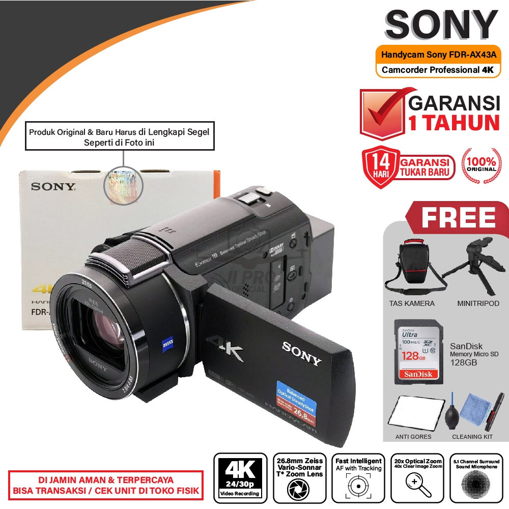 Jual Sony FDR-AX43A Ultra HD 4K Handycam Camcorder UHD Sony AX 43A AX43 ...