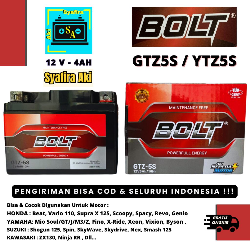 Jual Aki Motor Honda Beat, Vario 110, Scoopy, Blade, Revo, Supra X125, GTZ5S MF ACCU KERING ...