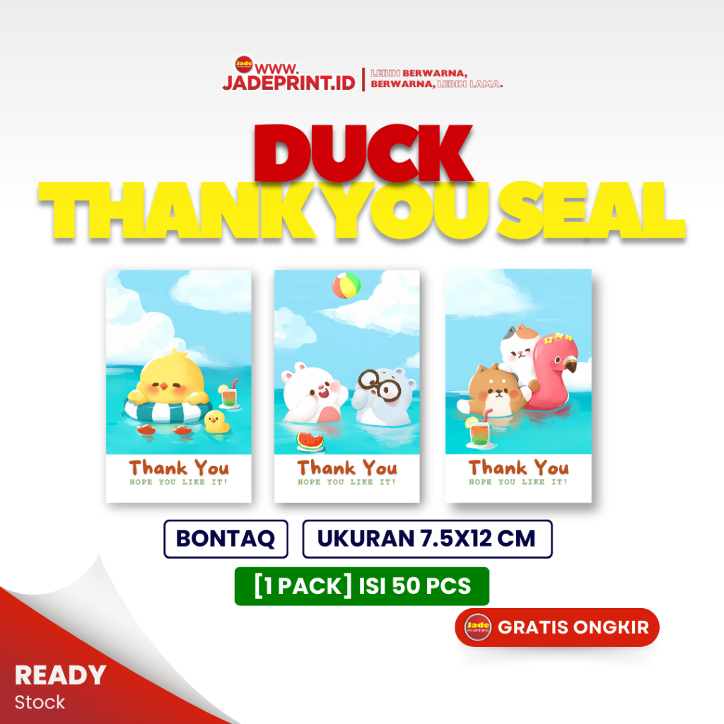 Jual [PAKET MURAH ISI 50PCS] Stiker Thank You Seal 12x7,5cm Stiker ...