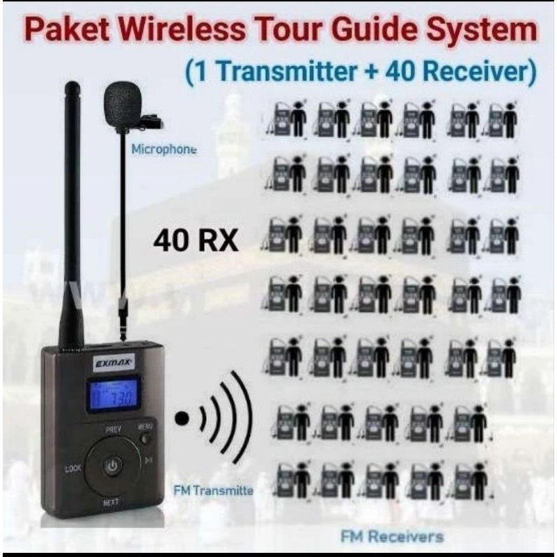 Jual Paket Wireless Tour Guide System 1 Transmitter + 40 receiver (cocok buat umroh) | Shopee ...