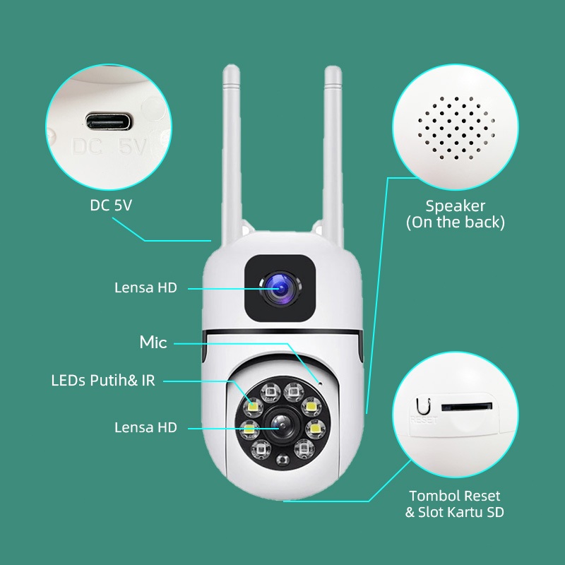Jual Franwell CCTV WiFi Dual Lens Outdoor 1080P Night Vision | Audio 2 ...