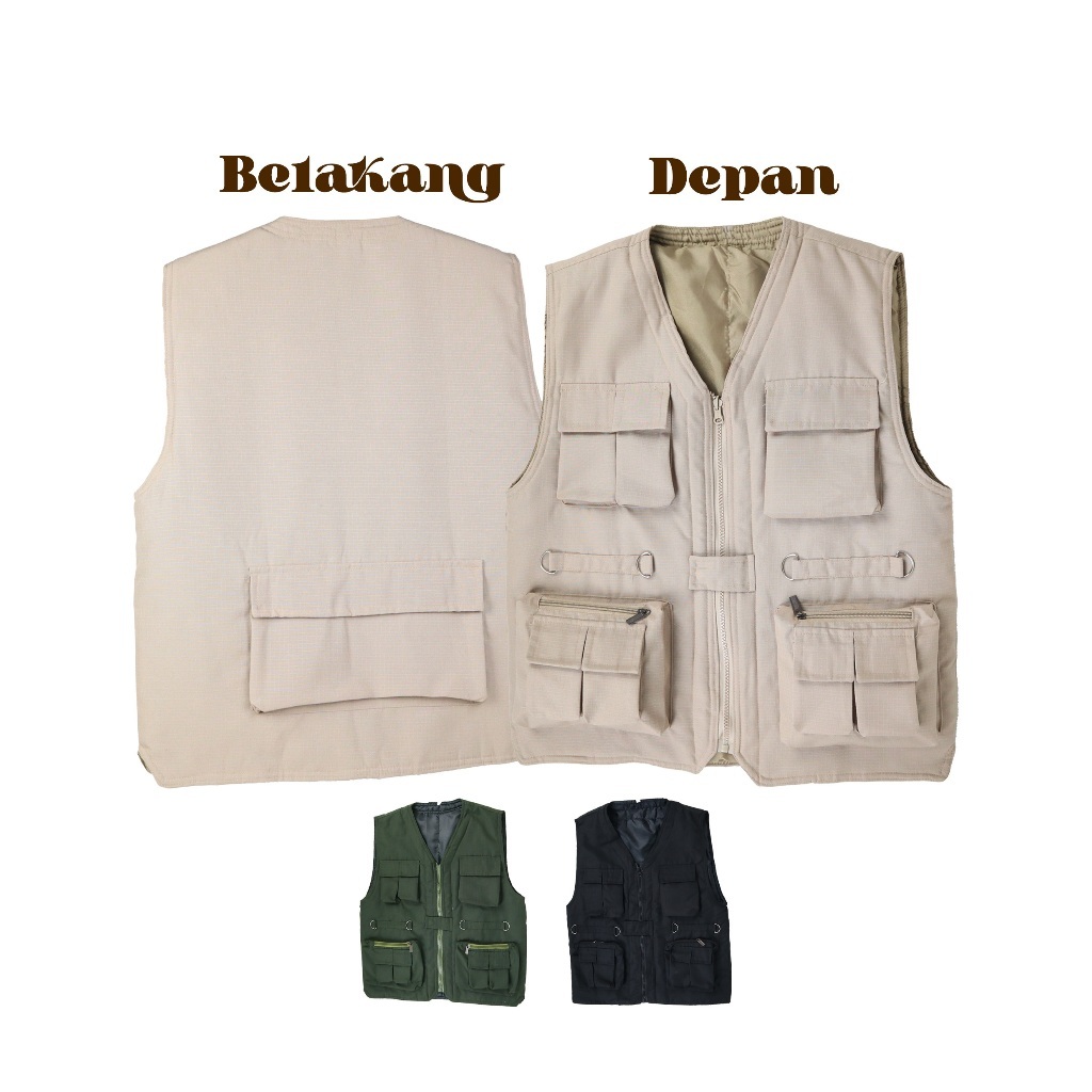 Jual ROMPI CARGO DEWASA DALEMAN DAKRON /ROMPI GUNUNG/SAFARI VEST ...