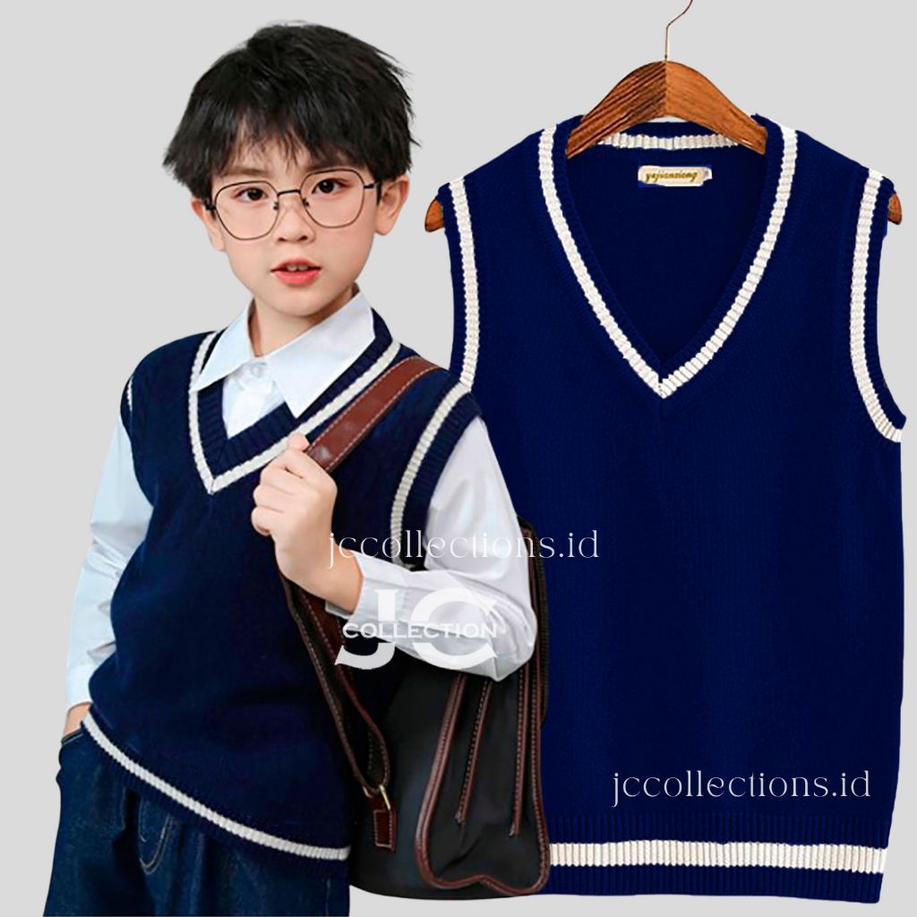 Jual Rompi Rajut Anak Sekolah Unisex List Korean Style James Kids Vest ...