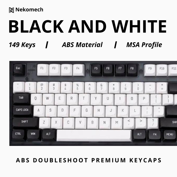 Jual Nekomech Black and White Keycaps - ABS Doubleshoot MSA Profile ...