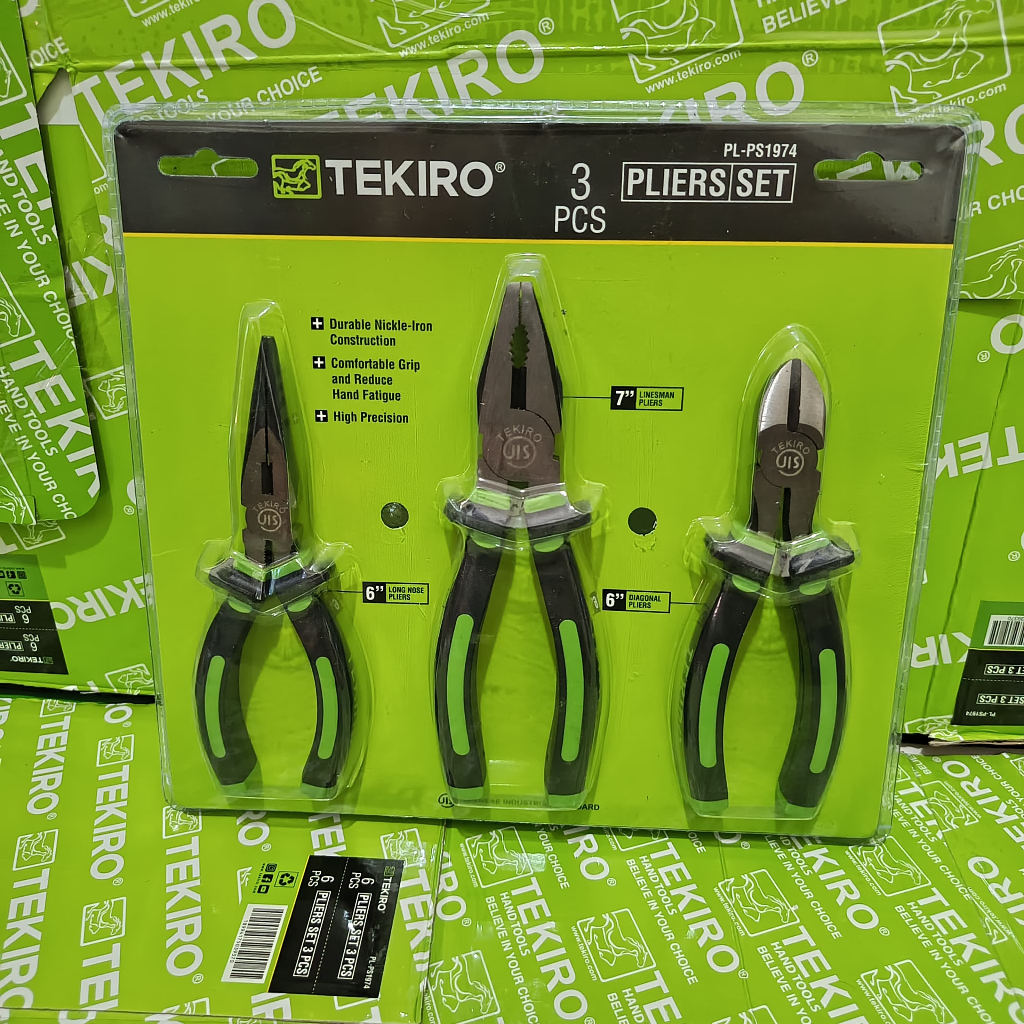 Jual Tang Set tekiro 3 Pcs / Tang kombinasi 7 Inch + Tang Potong 6 Inch + Tang Lancip 6 Inch ...