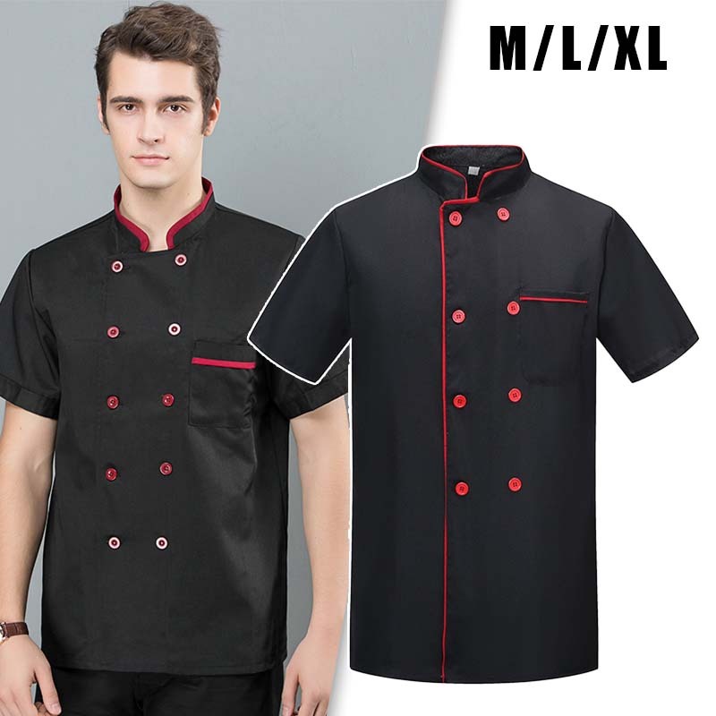 Jual Baju Chef Baju Koki Pria Wanita Lengan Pendek Kemeja Kerja Koki ...