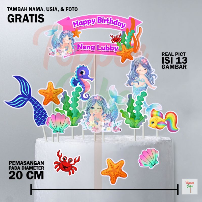 Jual Topper Cake Putri duyung / mermaid / hiasan kue | Shopee Indonesia