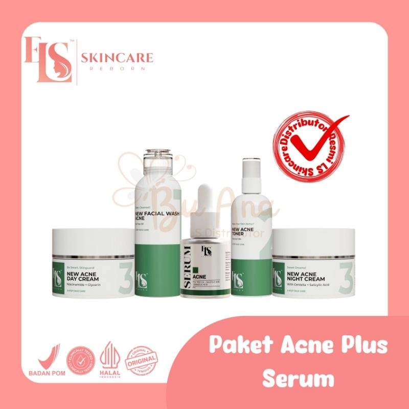 Jual PAKET COMPLETE ACNE FIGHTER PLUS SERUM ACNE LS SKINCARE DAPAT 5 ITEM PRODUK PERAWATAN WAJAH ...