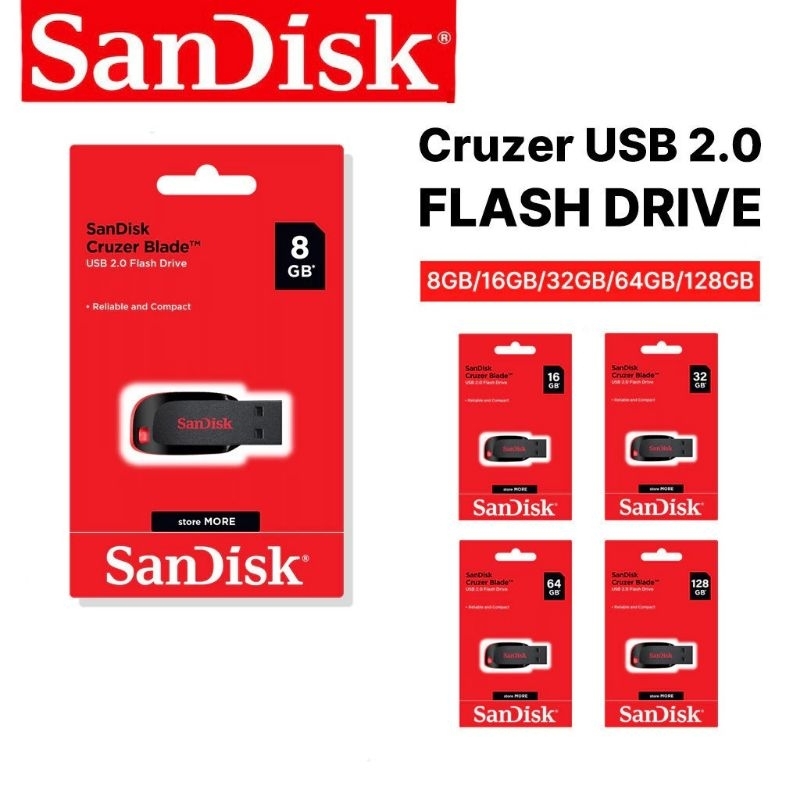 Jual Flashdisk SanDisk Cruzer Blade USB 2.0 8GB 16GB 32GB 64GB 128GB Flash Drive ORIGINAL ...