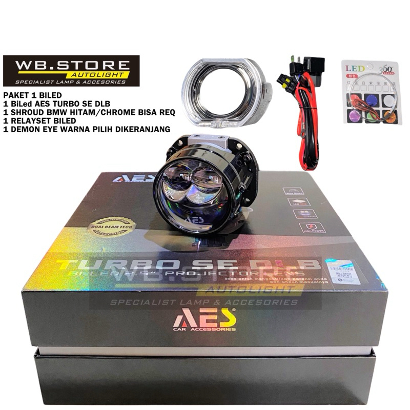 Jual PAKET BILED AES TURBO SE DLB 75 watt 2.5 INCH DUAL LOW BEAM BLUE ...