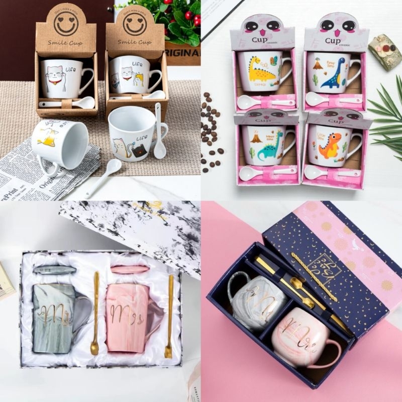 Jual Ready Stock Gelas Couple Nordic Mug Set Gift Box /Gelas Christmas ...