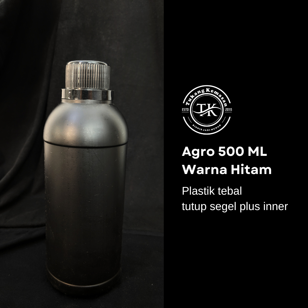 Jual Botol plastik kemasan plastik HDPE agro 500 ML hitam dop kemasan ...