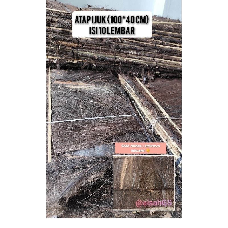 Jual atap ijuk siap pasang ukuran 100*40 cm ( isi 10 lembar) | Shopee ...