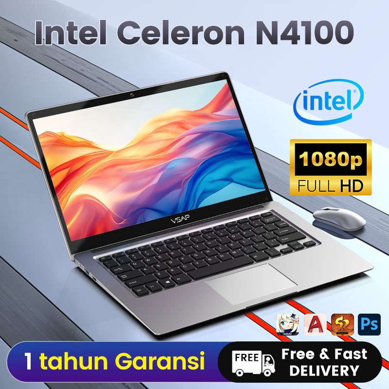 Jual VASP Laptop Intel Celeron N4100 8GB RAM 256GB SSD Windows 11 OHS 14 Inch FHD Laptop ...