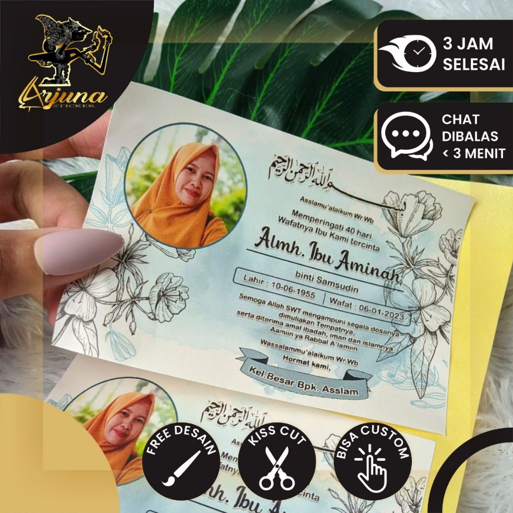 Jual Sticker dan Card Mengenang Wafatnya Stiker Card Label Tahlil Kartu ...