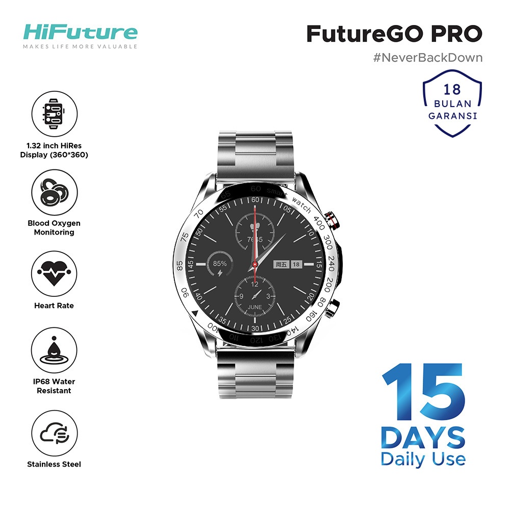 Jual FutureGo Pro Bluetooth Calling Smartwatch Stainless FHD HiRes ...