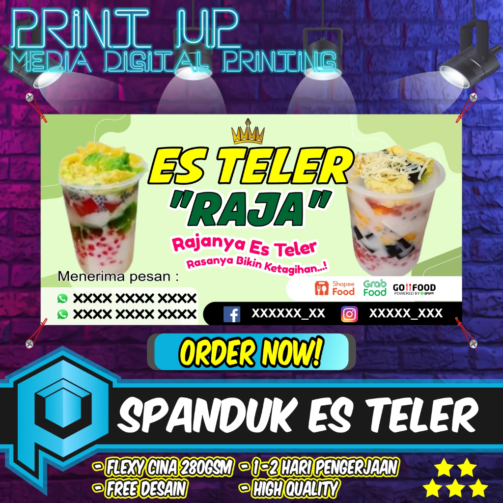 Jual BANNER SPANDUK ES TELER UKURAN 200 X 100 / DESAIN SUKA SUKA / BISA ...