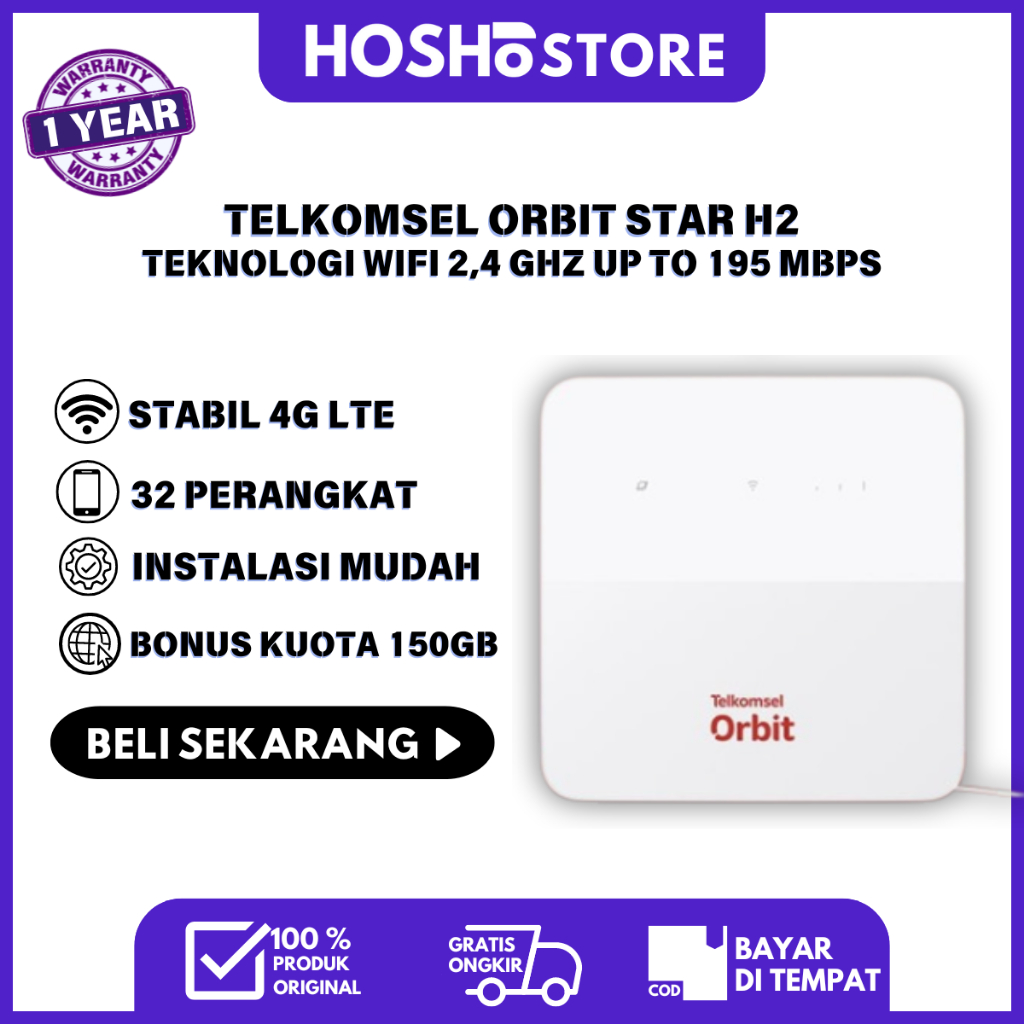 Jual Telkomsel Orbit Star H2 Modem WiFi 4G Router High Speed Bonus Data 150GB | Shopee Indonesia
