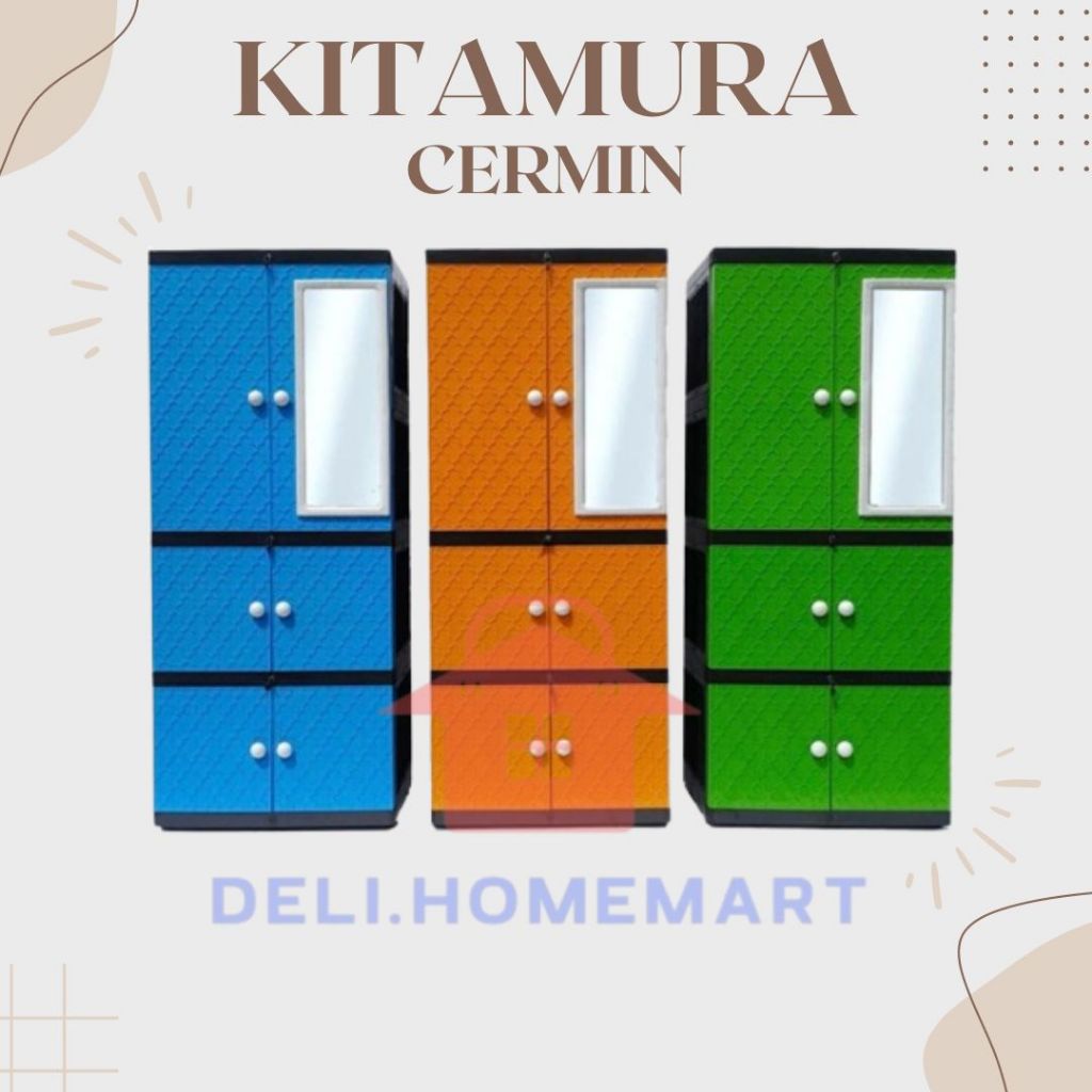 Jual Lemari Pakaian Plastik 2 Pintu Besar KITAMURA KUNCI+CERMIN / Rak ...