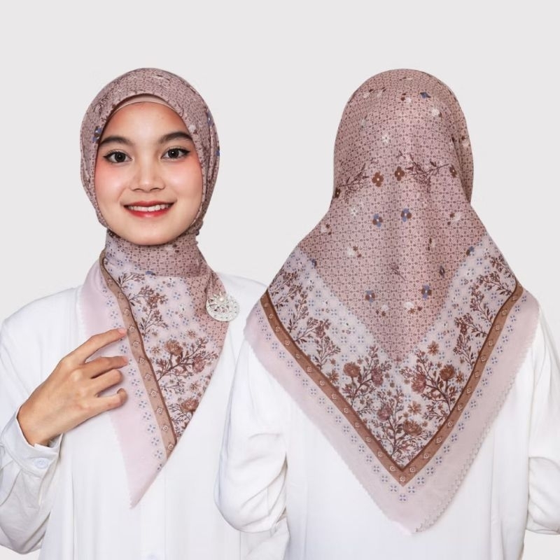 Jual JILBAB SEGI EMPAT VOAL PREMIUM MOTIF BUNGA SOFT CREAM KERUDUNG MOTIF | Shopee Indonesia