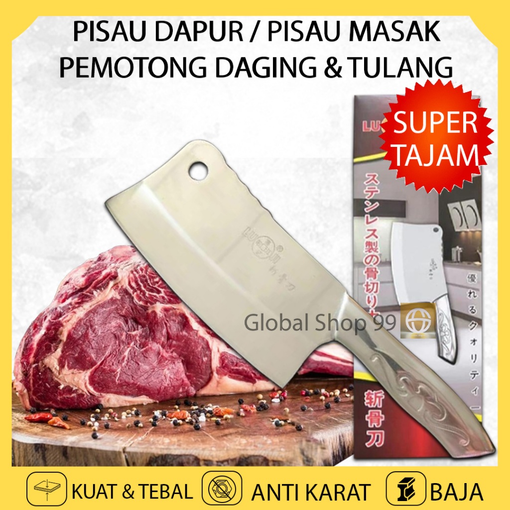 Jual Pisau Dapur Tajam Alat Potong Daging Slice Tulang Sayur Buah ...
