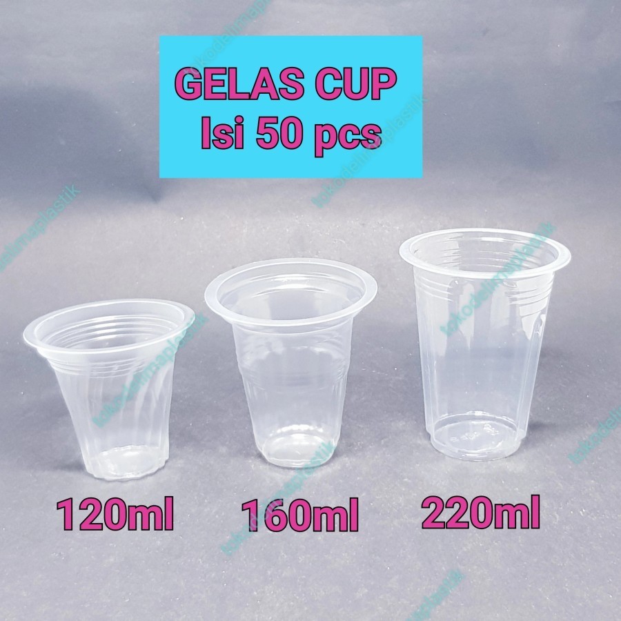 Jual Gelas Plastik 120ml 160ml 220ml / Gelas Cup isi 50pcs | Shopee Indonesia