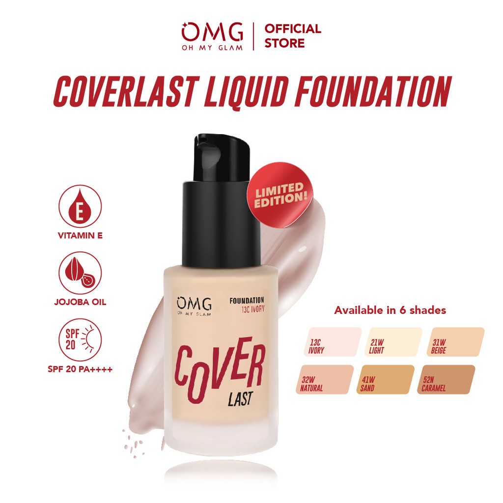Jual OMG Oh My Glam Coverlast Liquid Foundation 15 ml - Alas Bedak Ringan - Liquid Foundation ...