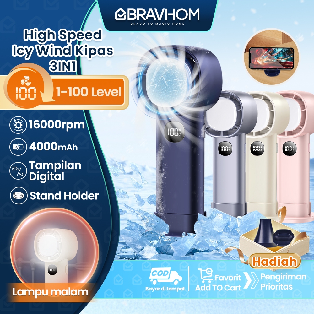 Jual BRAVHOM Kipas Angin Turbo High-Speed Portable Mini 16000RPM LED ...