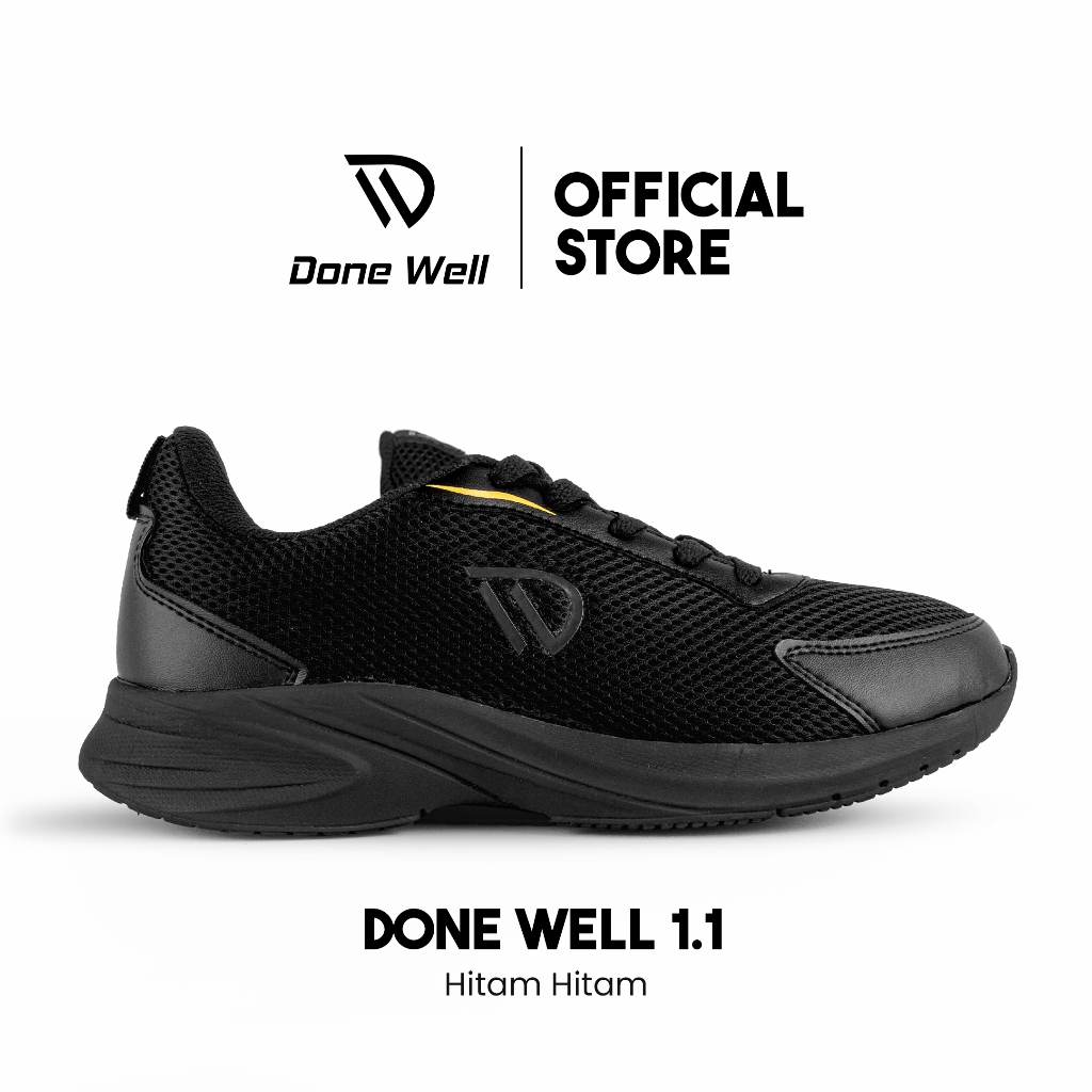 Jual DONEWELL SEPATU SNEAKERS SEKOLAH PRIA DEWASA DONEWELL 1.1 HITAM POLOS FULL BLACK HITAM ...