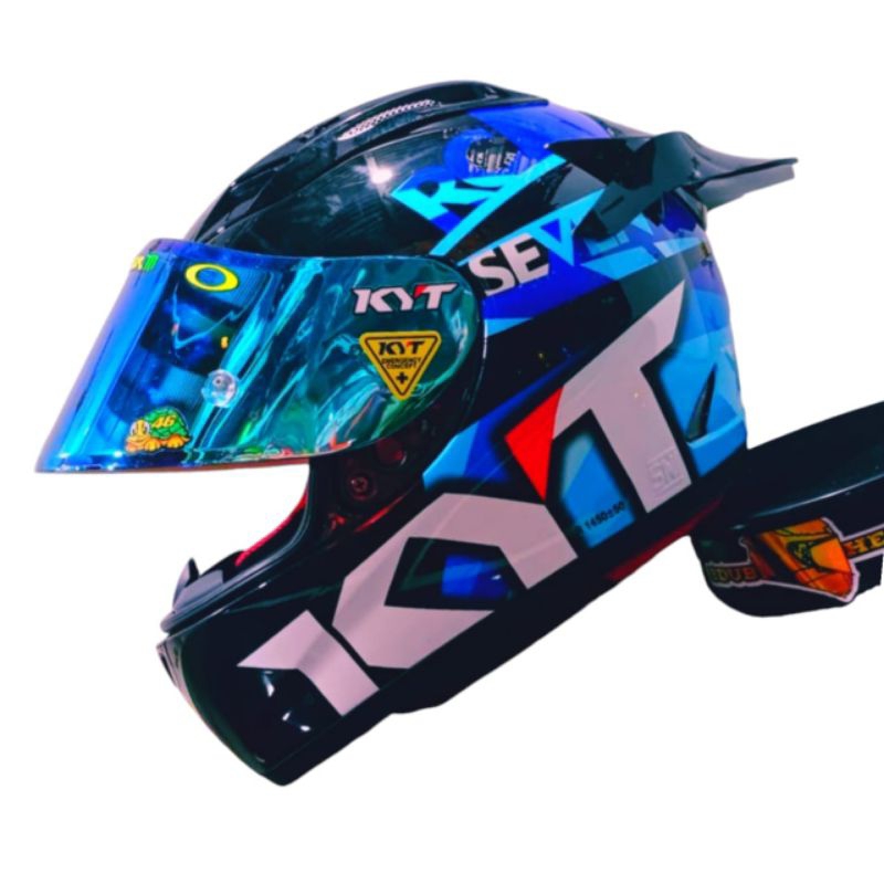 Jual Helm KYT rc7 rc seven tengkorak blue paket ganteng | Shopee Indonesia