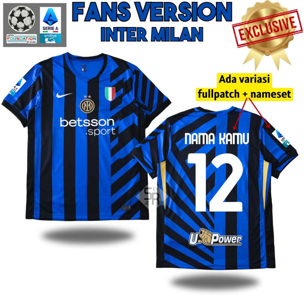 Jual FANS Jersey Inter Milan 2024 2025 Home Baju Sepak Bola intermilan ...