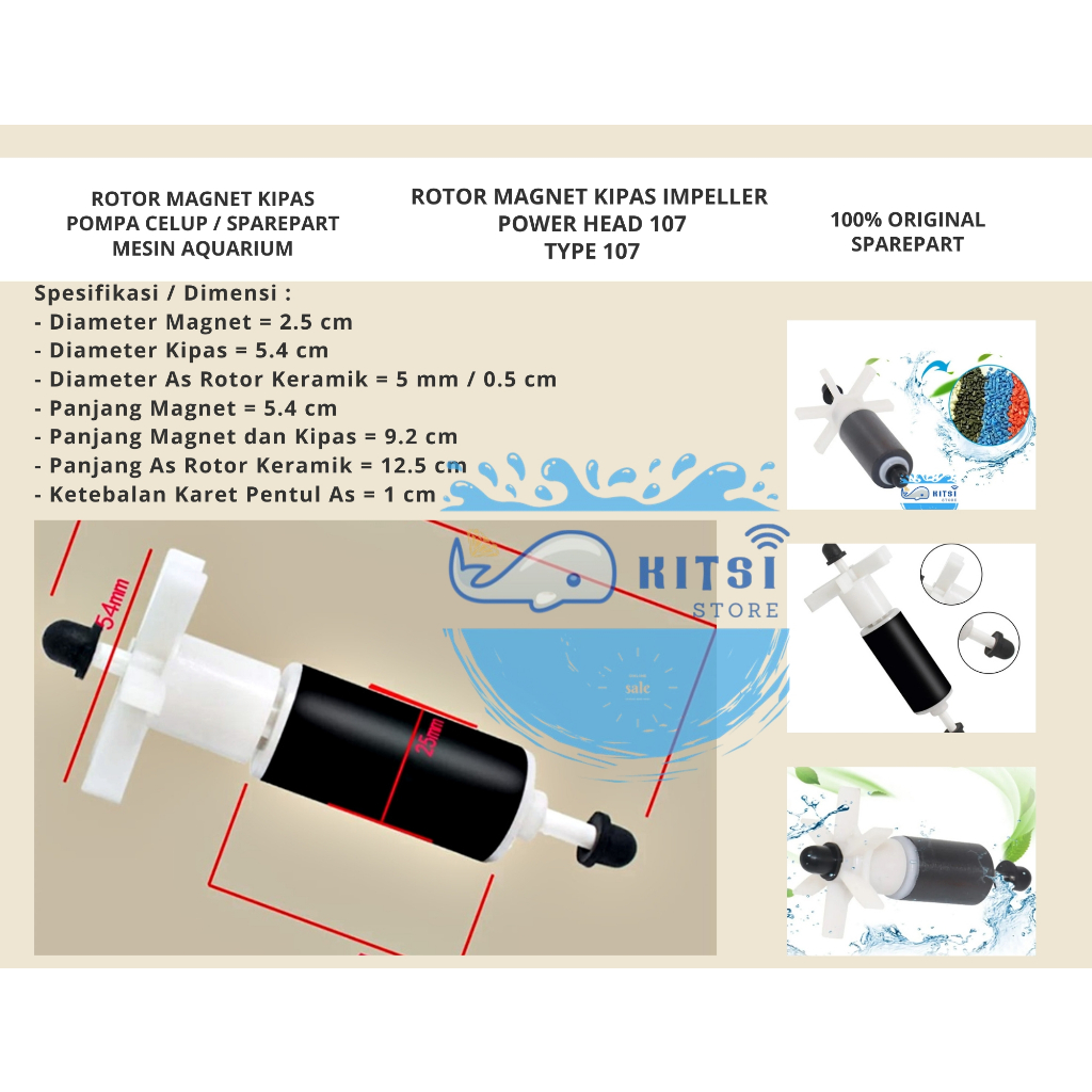 Jual NS 107 / Rotor Magnet Kipas Impeller Sparepart Pompa Celup Aquarium PH 107 Sparepart Rotor ...