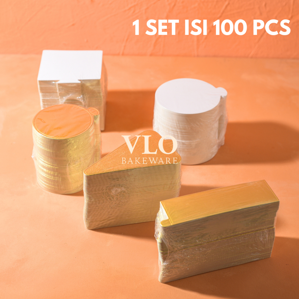 Jual Tatakan kue slice 100pcs bulat persegi segitiga eclair | alas ...