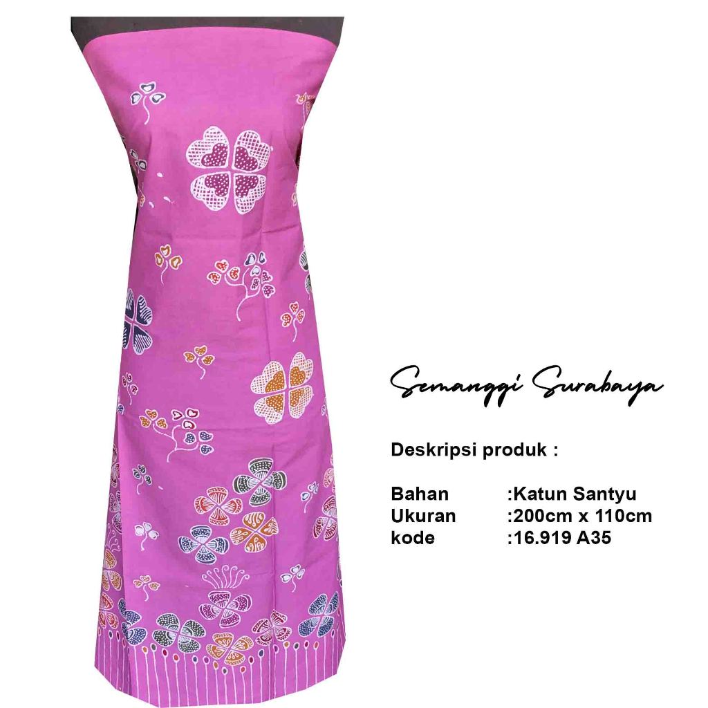 Jual batik tulis motif daun semanggi khas surabaya - batik nuansa warna ...