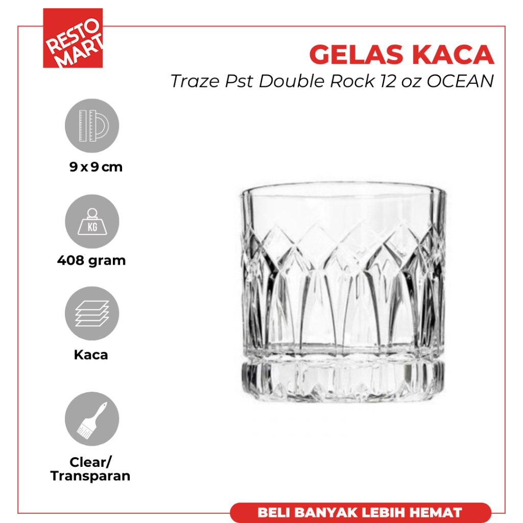 Jual Traze Pst Double Rock 12 oz / 355 ml OCEAN Kaca (2068018)(F2) | Shopee Indonesia