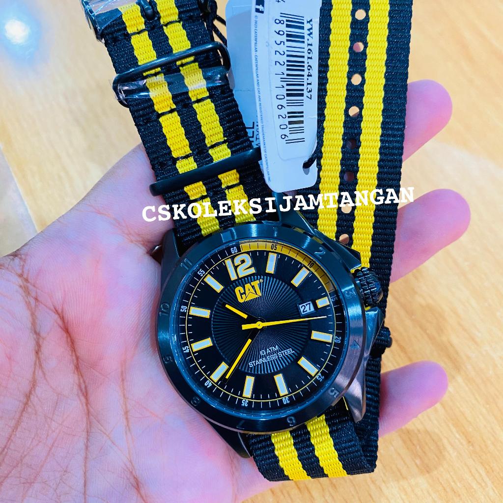 Jual JAM TANGAN PRIA CATERPILLAR CAT YW.161.64.137 BLACK YELLOW NYLON ...