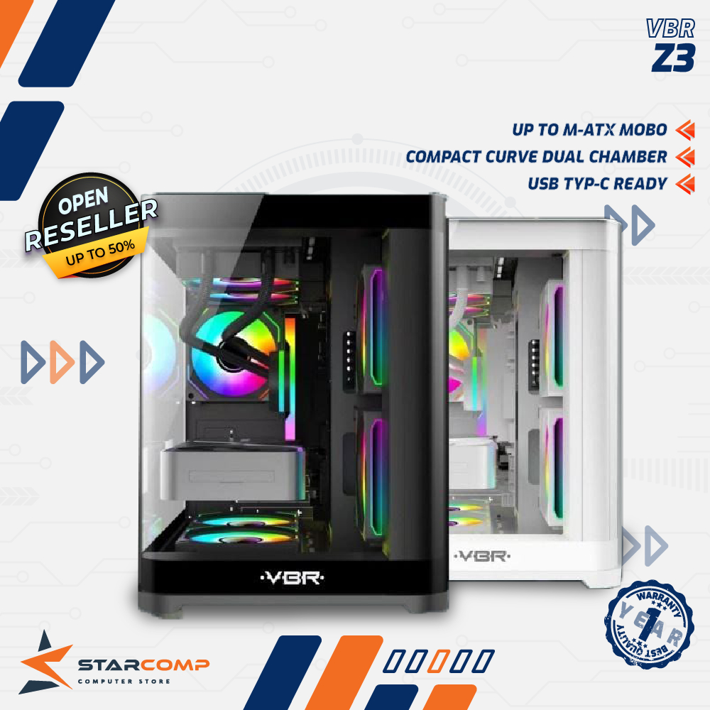 Jual VBR Z3 Casing Dual Chamber M-Atx USB Type-C Curve Gaming Case ...