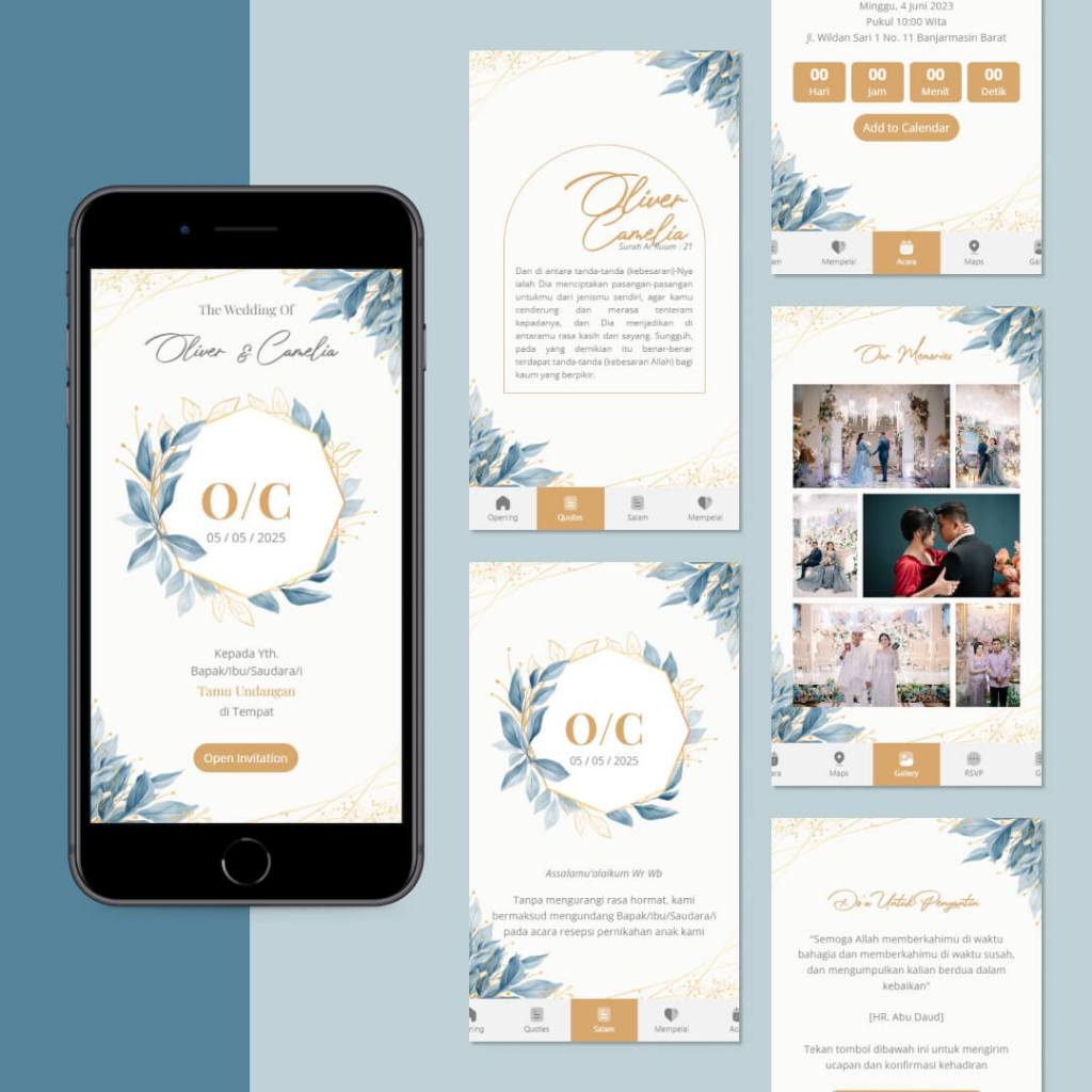 Jual UNDANGAN DIGITAL WEBSITE INVITATION - WEDDING - TEMA BLUE WEDDING ...