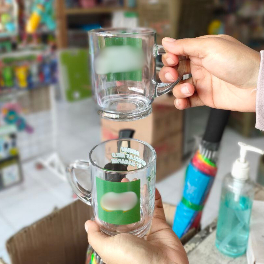 Jual [ 1 DUS ISI 6 PCS] Gelas Mug Kaca Berlogo 175 ML Aesthetic Ala ...