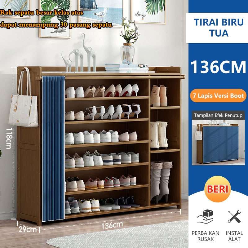 Jual Rak Sepatu Kayu 7 Lantai Tahan Debu Lemari Sepatu Ekstra Tinggi ...